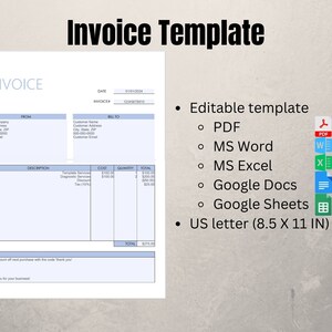 Invoice Template Pdf/google Docs/word. Business Invoice. Invoice Word ...