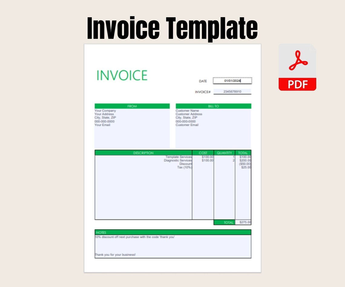 Invoice Template Pdf/google Docs/word. Business Invoice. Invoice Word ...