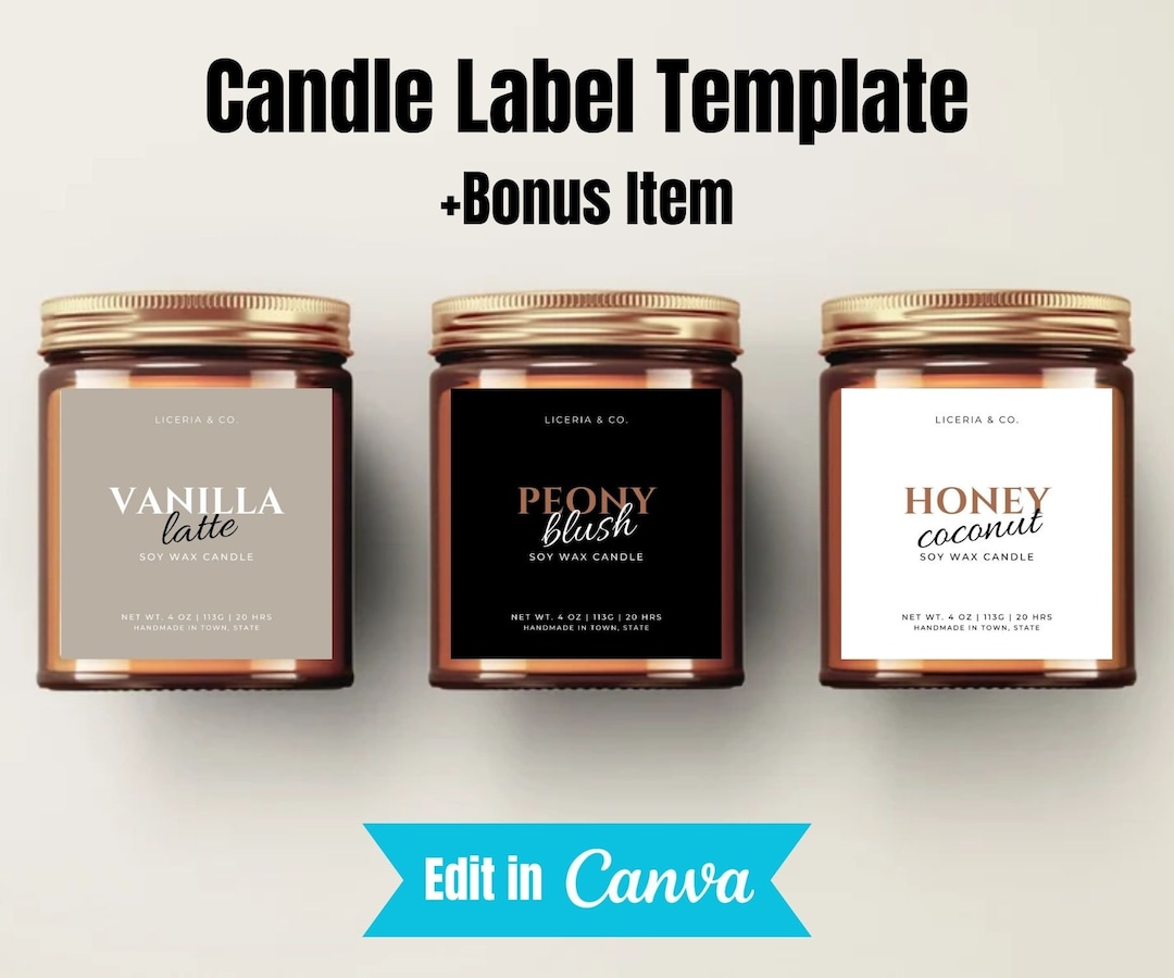 Printable Candle Label Template, Modern Candle Label Design ...