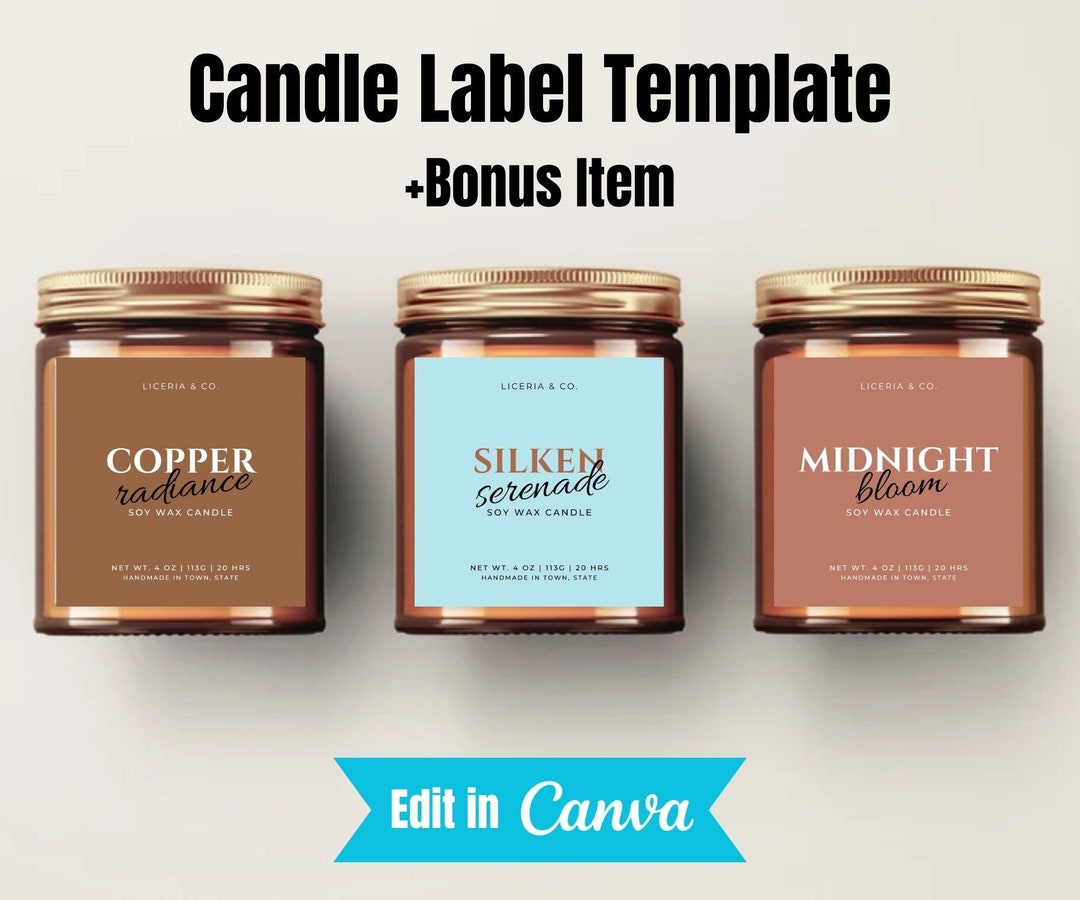 Printable Candle Label Template, Modern Candle Label Design ...