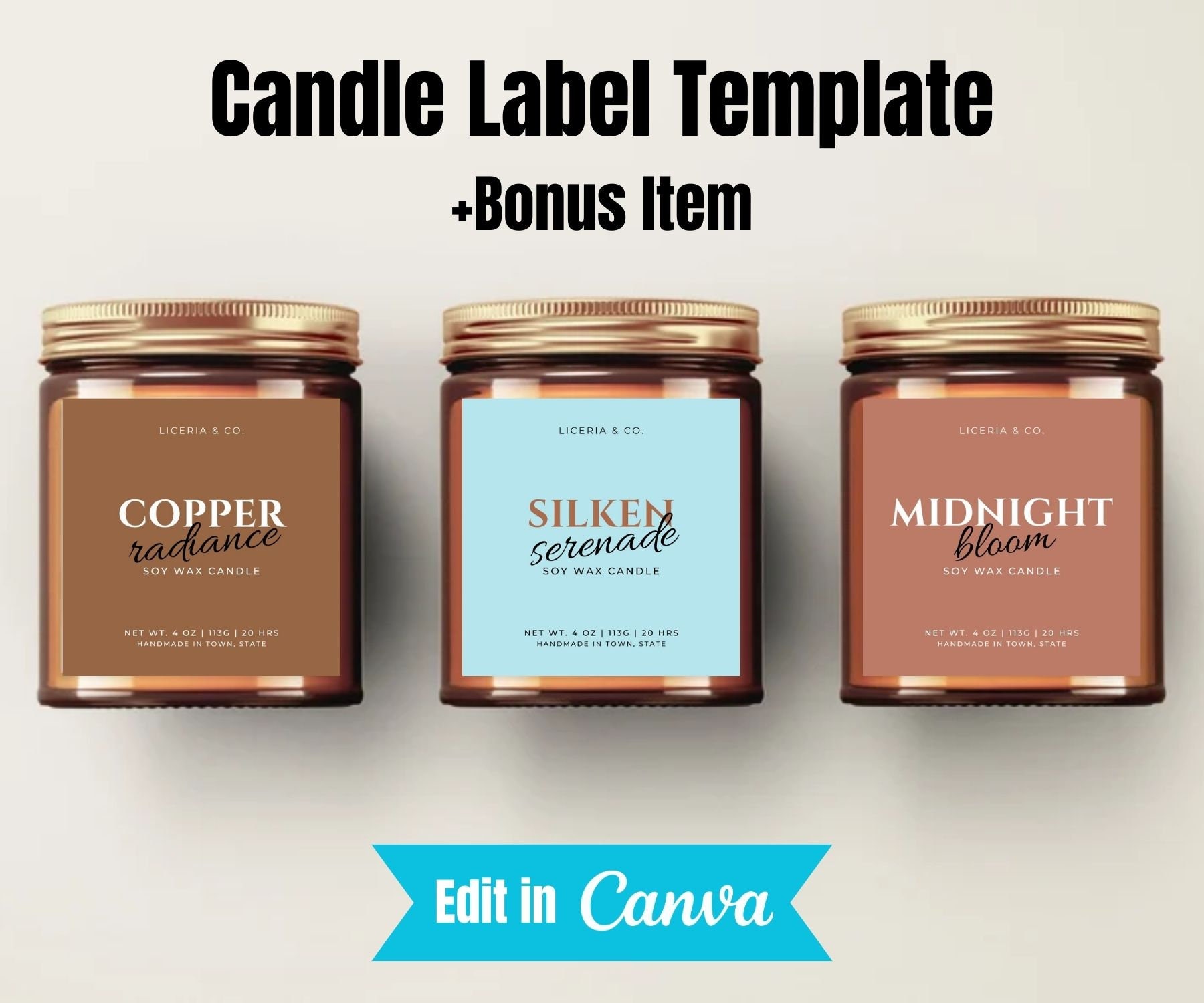 Printable Candle Label Template, Modern Candle Label Design ...