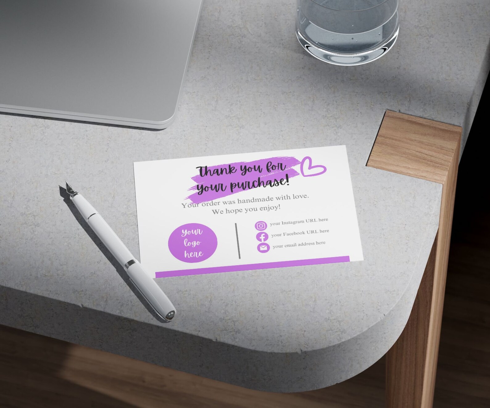 Editable in CANVA Business Thank You Insert Card Template Pink CANVA ...