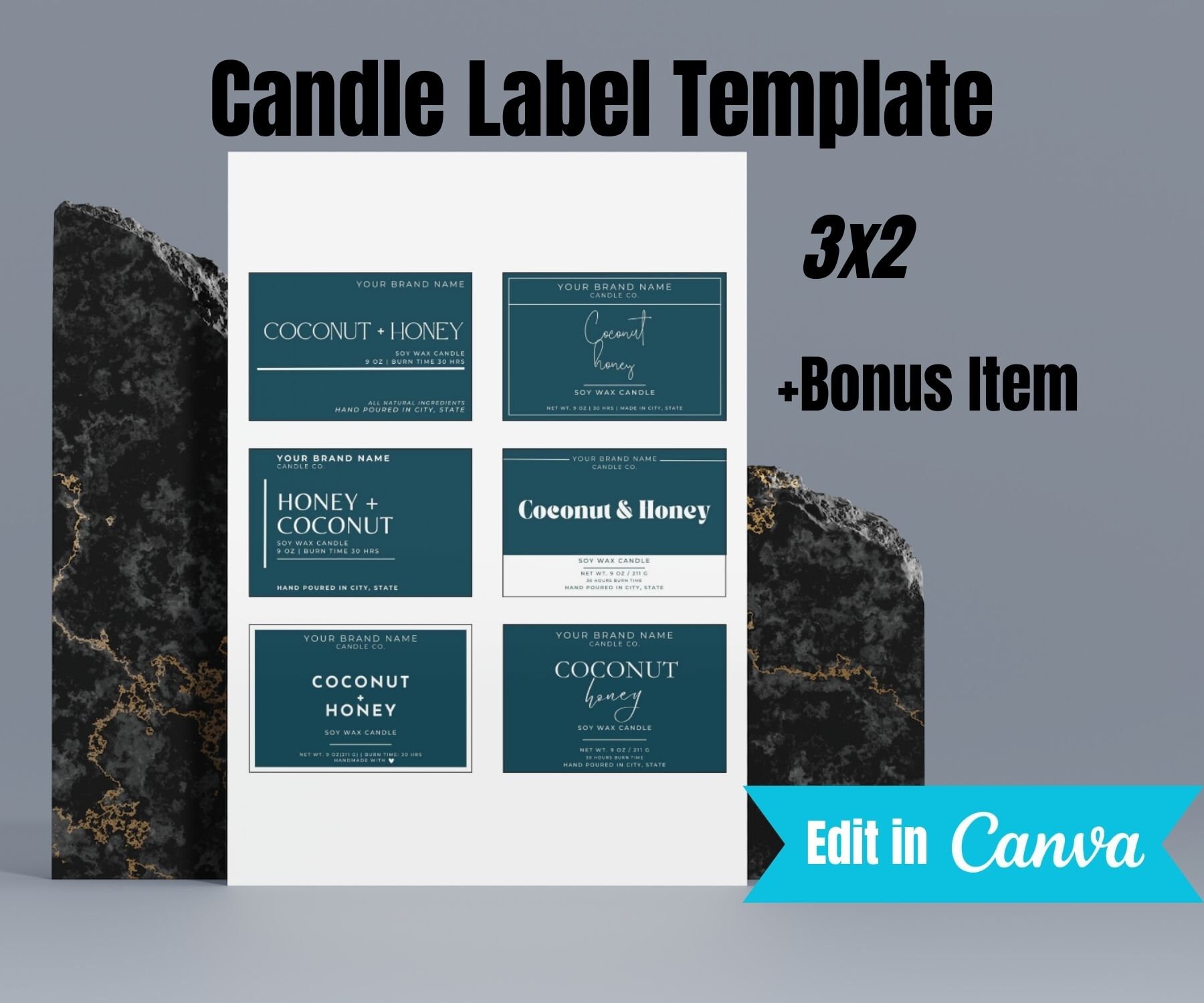 Editable Candle Label Bundle, Modern Candle Label Designs, Custom ...