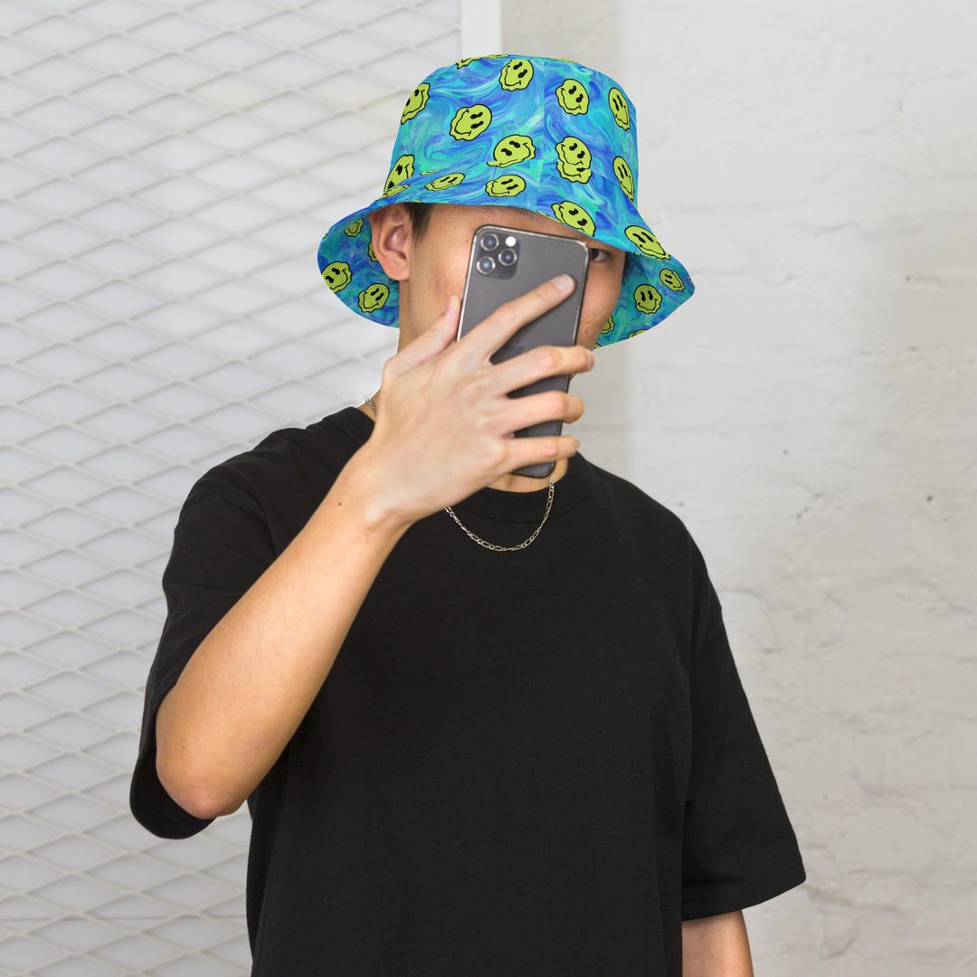 Smiley Face Bucket Hat Reversible Festival Bucket Hat Rave Wear Men ...