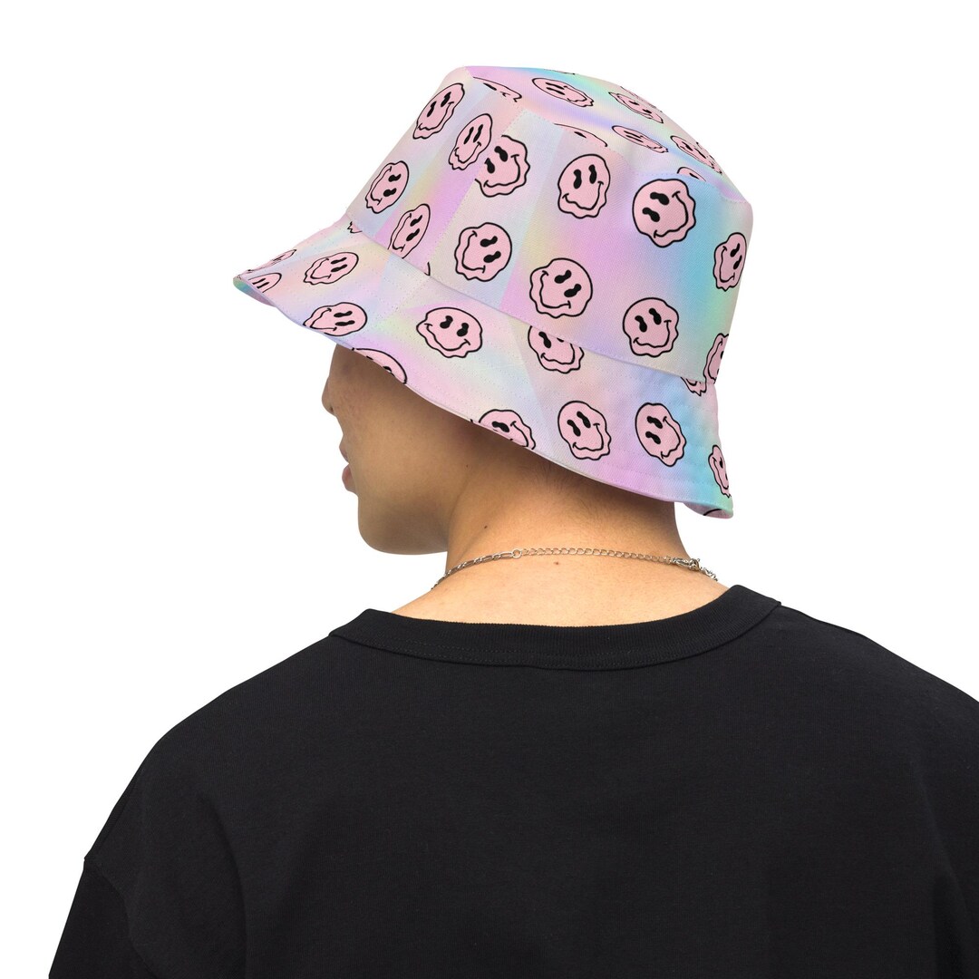 Smiley Face Bucket Hat Reversible Festival Bucket Hat Rave Wear Men ...