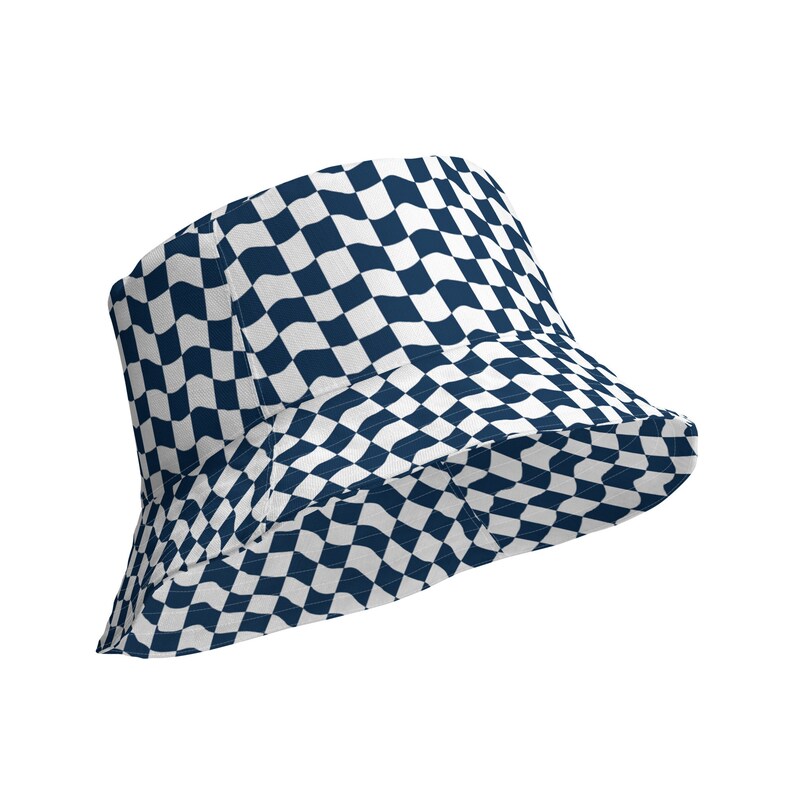 Wavy Navy Checker Bucket Hat Rave Outfit Men Rave Wear Men Bucket Hat ...