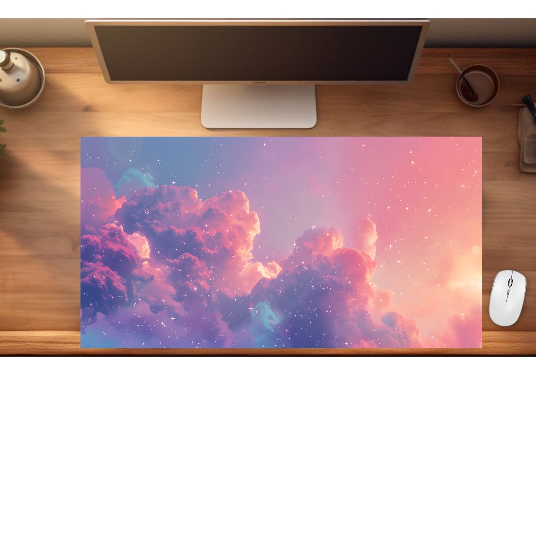Kawaii Desk Mat Celestial Desk Mat Desk Mat Pastel Desk Mat Pink Desk Mat Lofi Desk Mat Desk