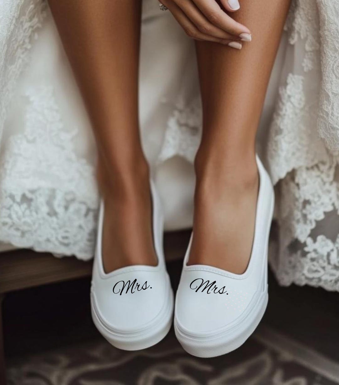 Mrs Custom Bride Slip on Shoes Personalized Shoes for Wedding Low Heel ...
