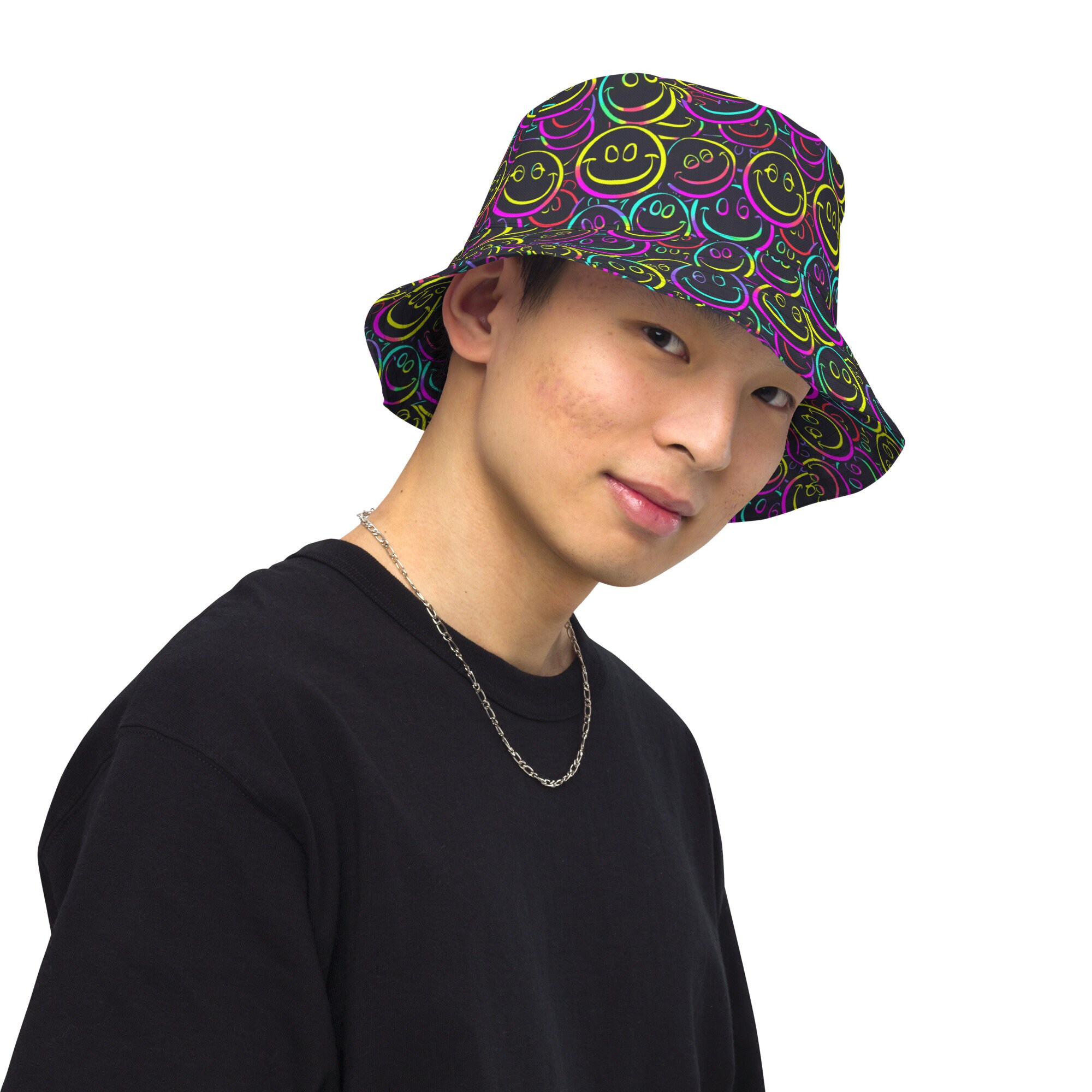 Trippy Smiley Face Bucket Hat Reversible Bucket Hat Rave Hat Trippy ...