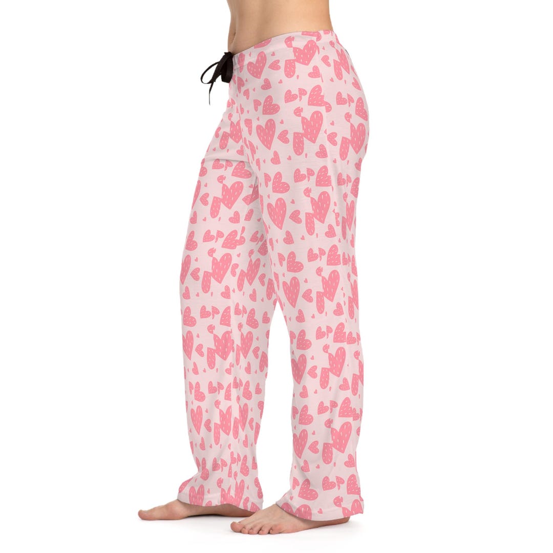 Valentines Day Pink Heart Pajama Pants Gift for Her Cute Coquette PJS ...