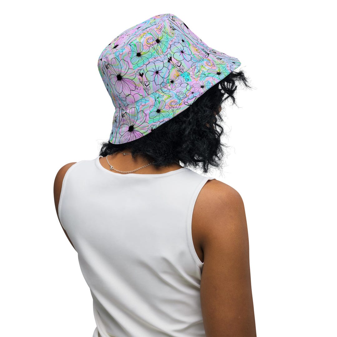 Trippy Flower Bucket Hat Neon Floral Festival Bucket Hat EDC Gear ...