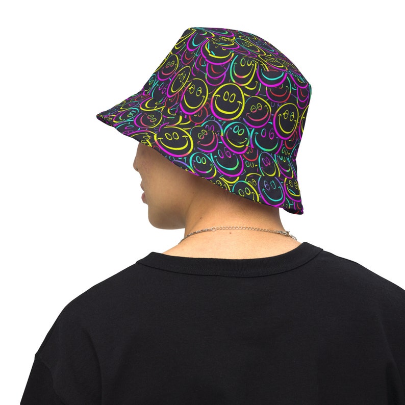 Trippy Smiley Face Bucket Hat Reversible Bucket Hat Rave Hat Trippy ...