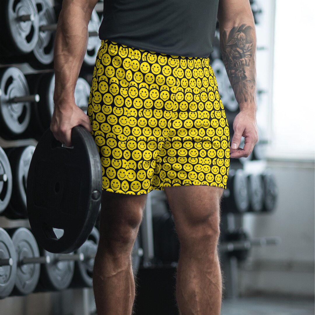 Men's Smiley Face Festival Shorts Smiley Face Unisex Athletic Long ...