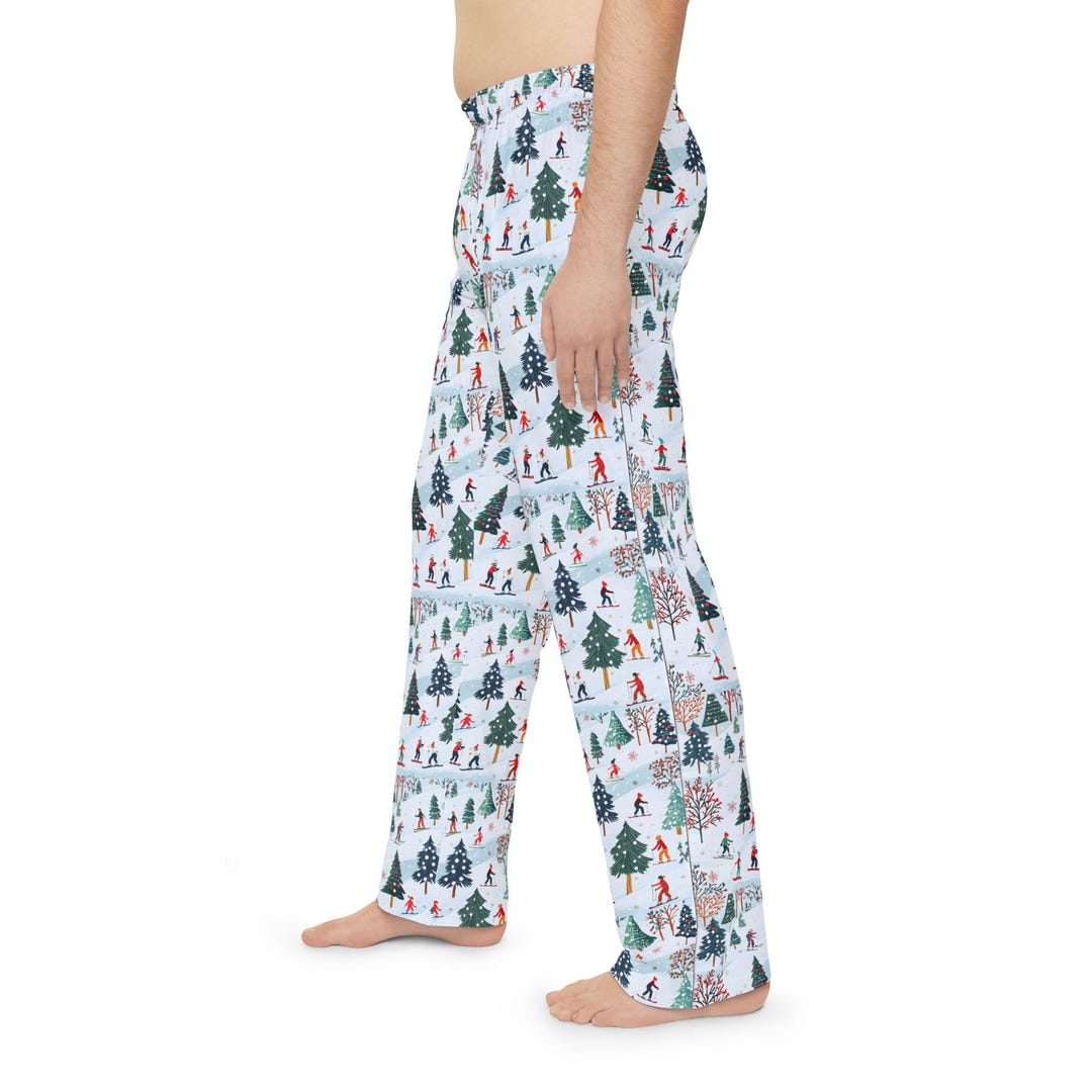 Ski Print Men's Pajama Pants, Xmas Couple PJS, Matching Lounge Pants ...