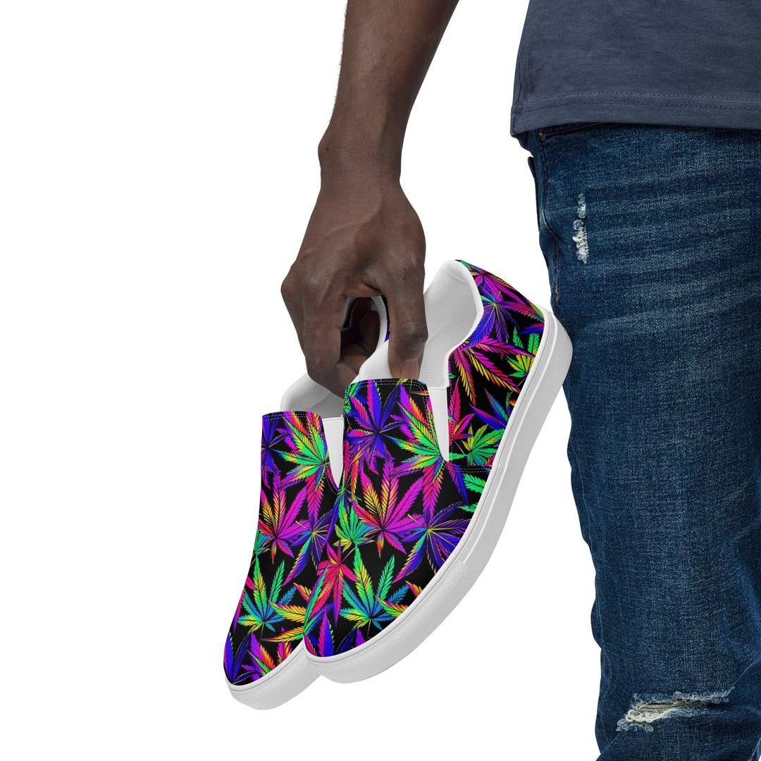 Men’s Trippy Marijuana Shoes Festival Shoes for Men Festival Wear Rave ...