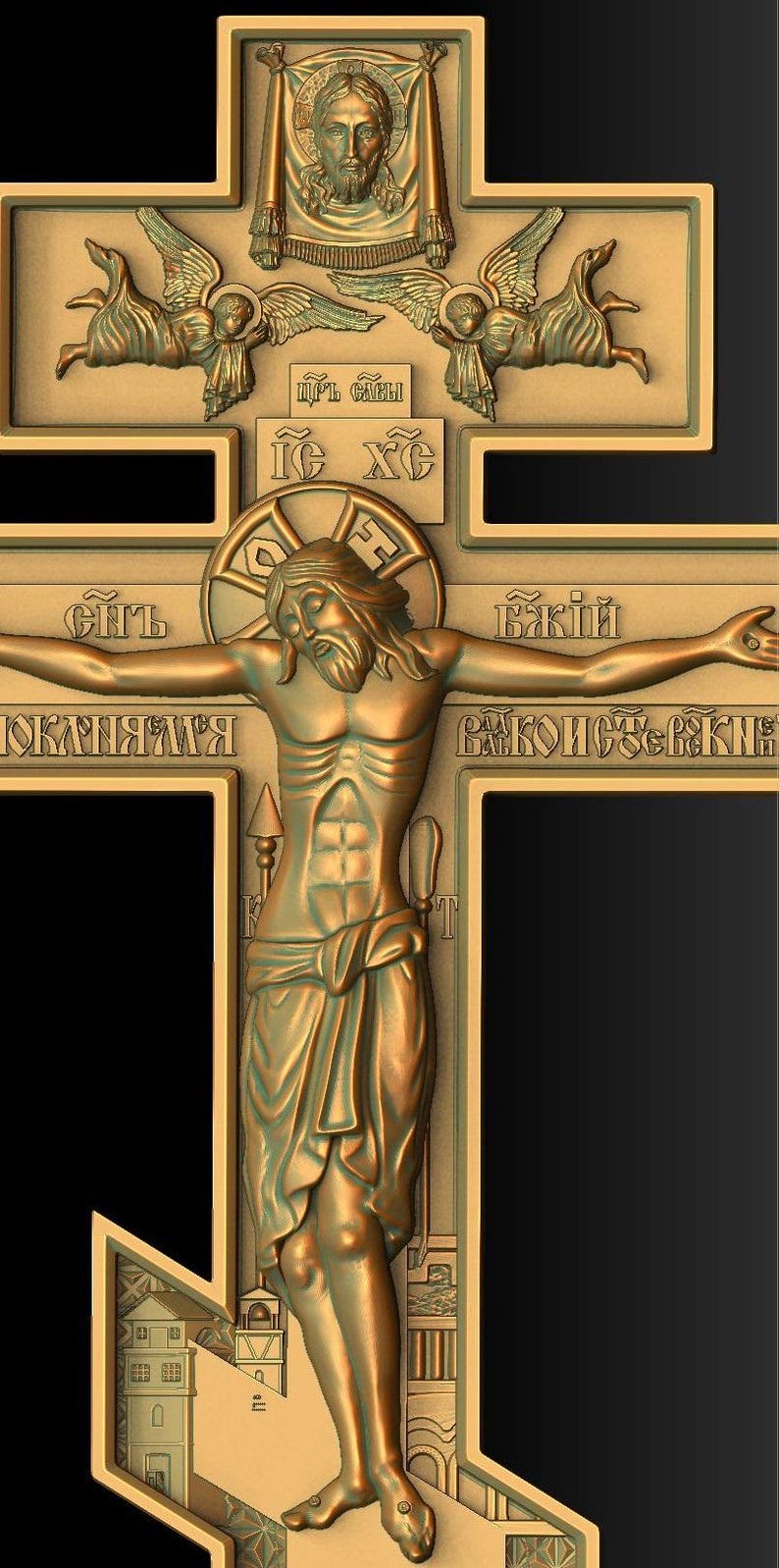 Crucifixion. Orthodox Cross_repaired. 3D STL Model for Milling and ...