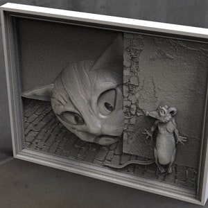 Cat_and_mouse. 3D Model Stl for CNC Machines and 3D Printers. - Etsy