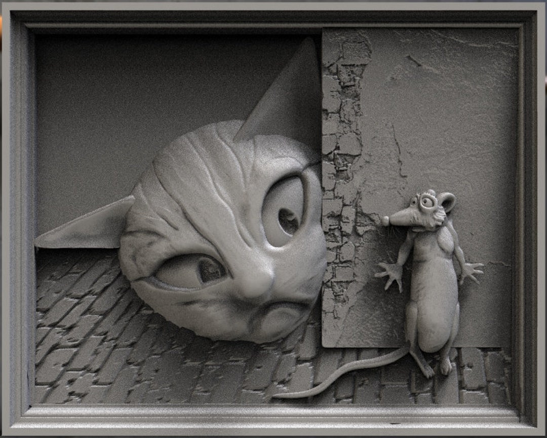 Cat_and_mouse. 3D Model Stl for CNC Machines and 3D Printers. - Etsy