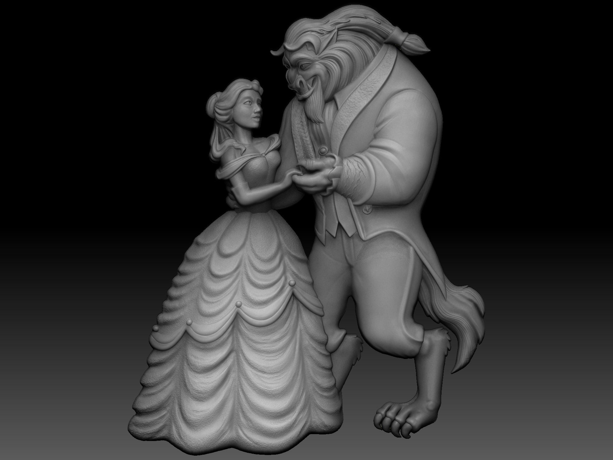 Beauty and the Beast 3D STL Model for CNC, 3D Printer (digital Design ...
