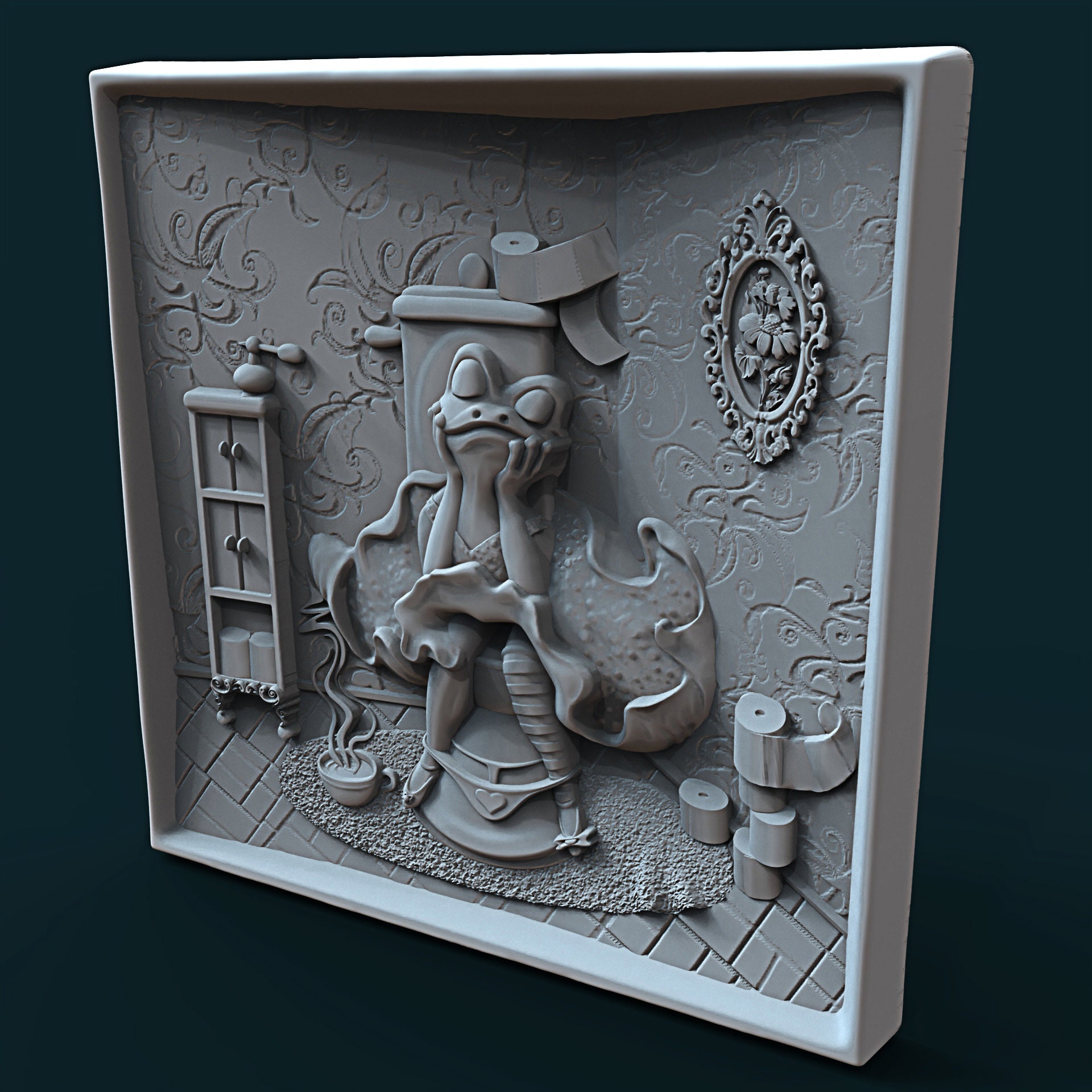 Toad in the Toilet. 3D Model Stl for CNC Machines and 3D Printers. - Etsy