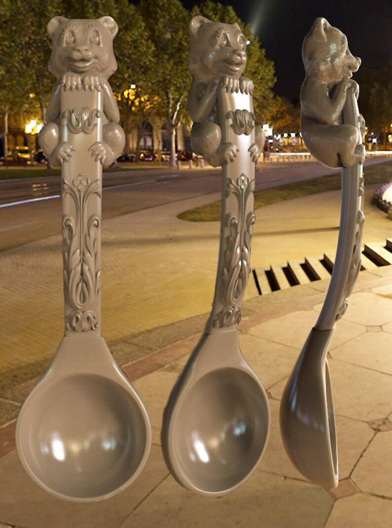 Teddy Bear on a Spoon. 3D STL Model for Milling and Printing - Etsy