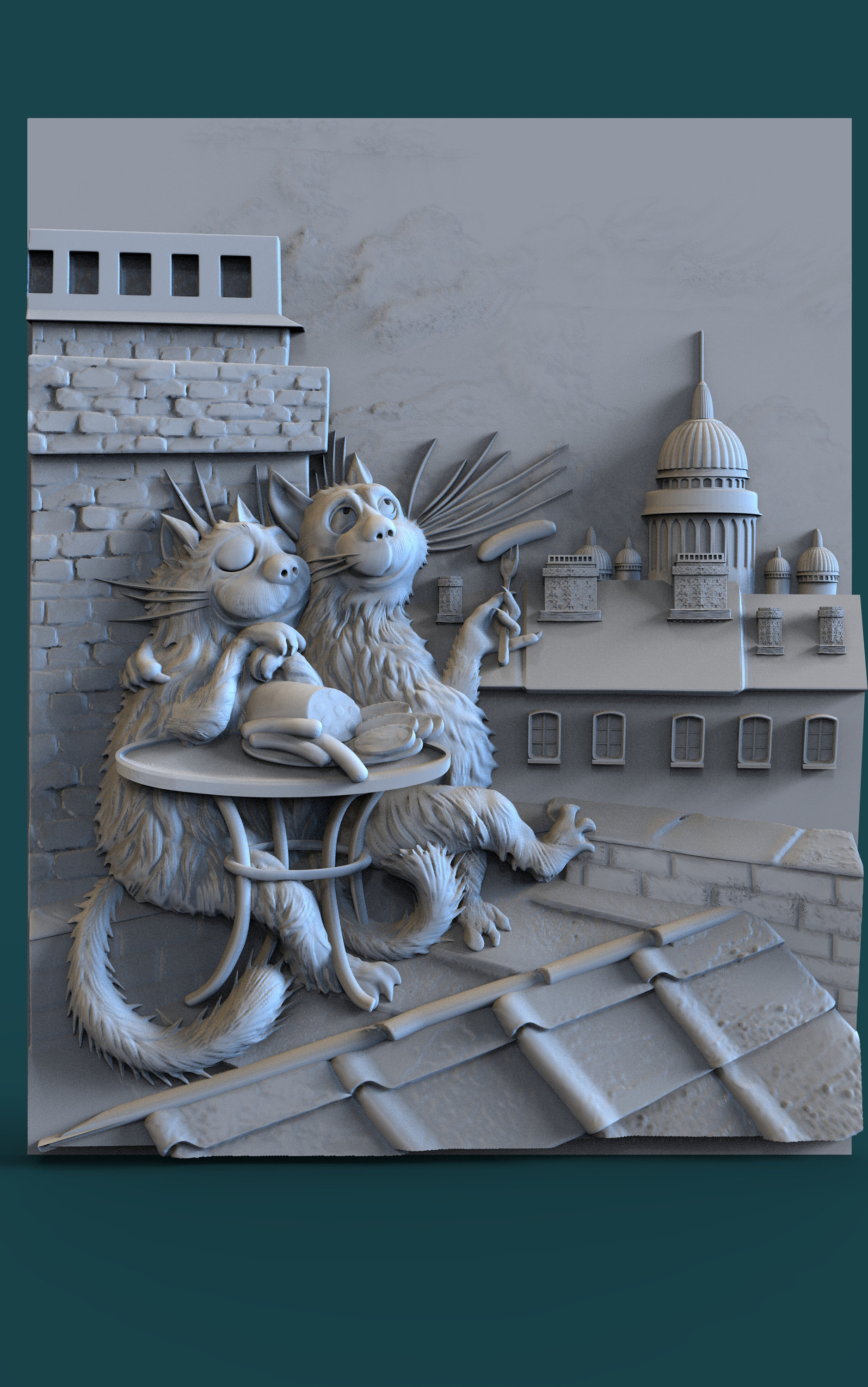 Dinner on the Roof. 3D Model Stl for CNC Machines and 3D Printers. - Etsy