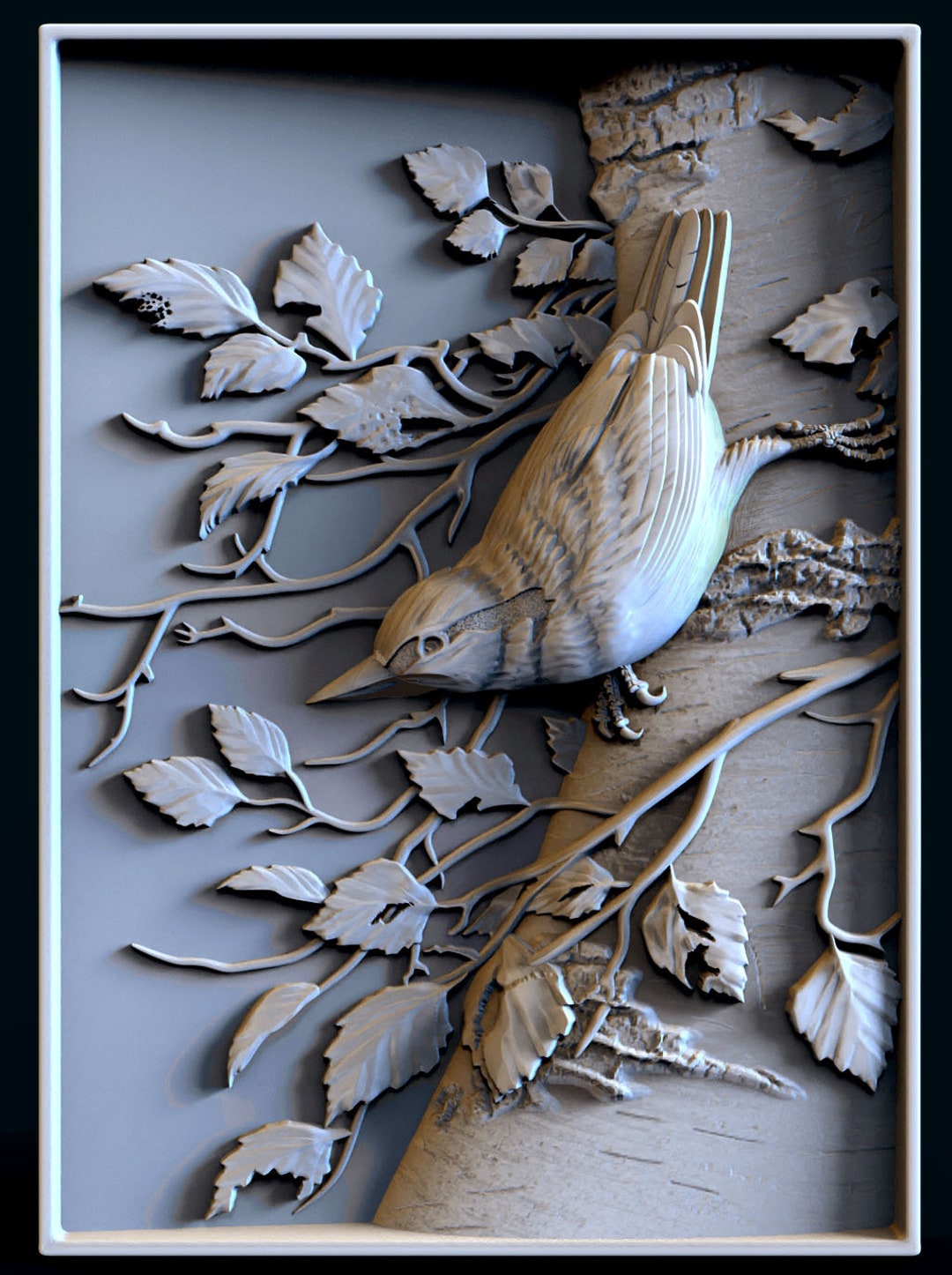 Bird on a Branch. 3D STL Model for CNC and 3D Printers - Etsy