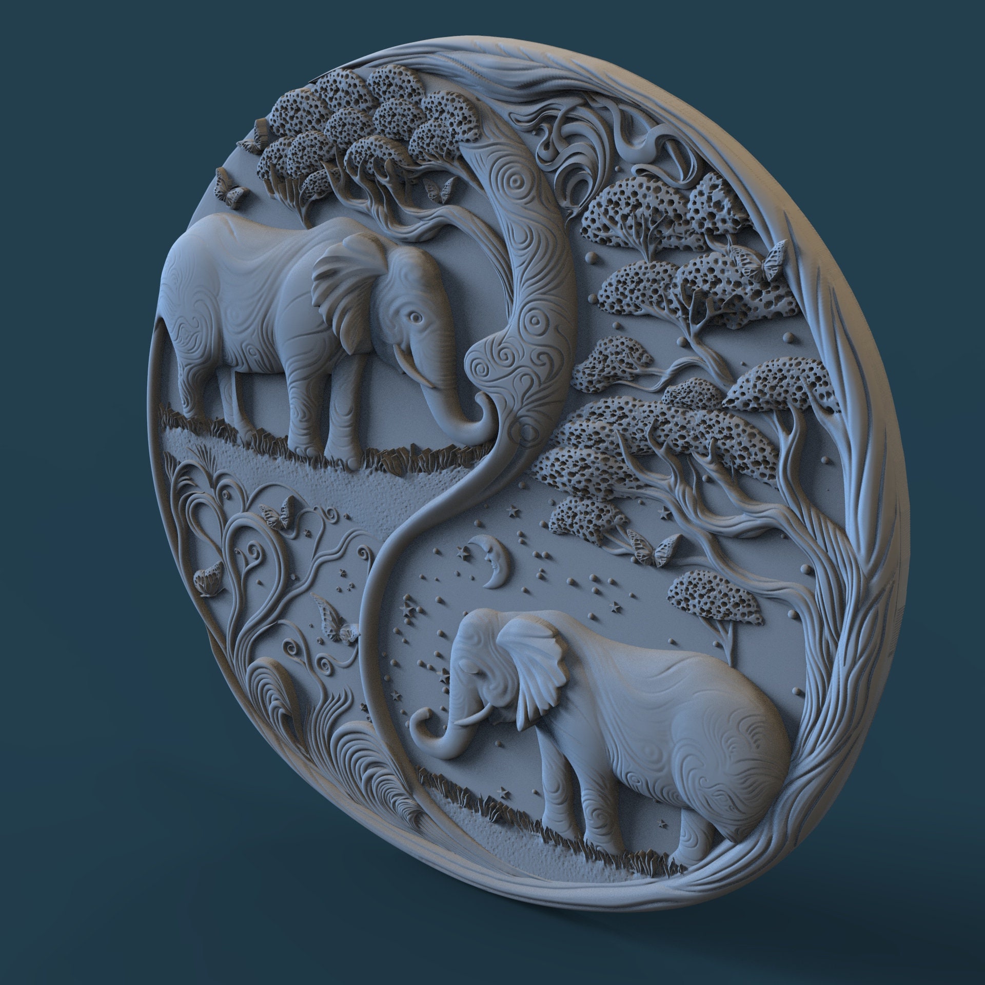 Yin-yang and Elephants. 3D Model Stl for CNC Machines and 3D - Etsy