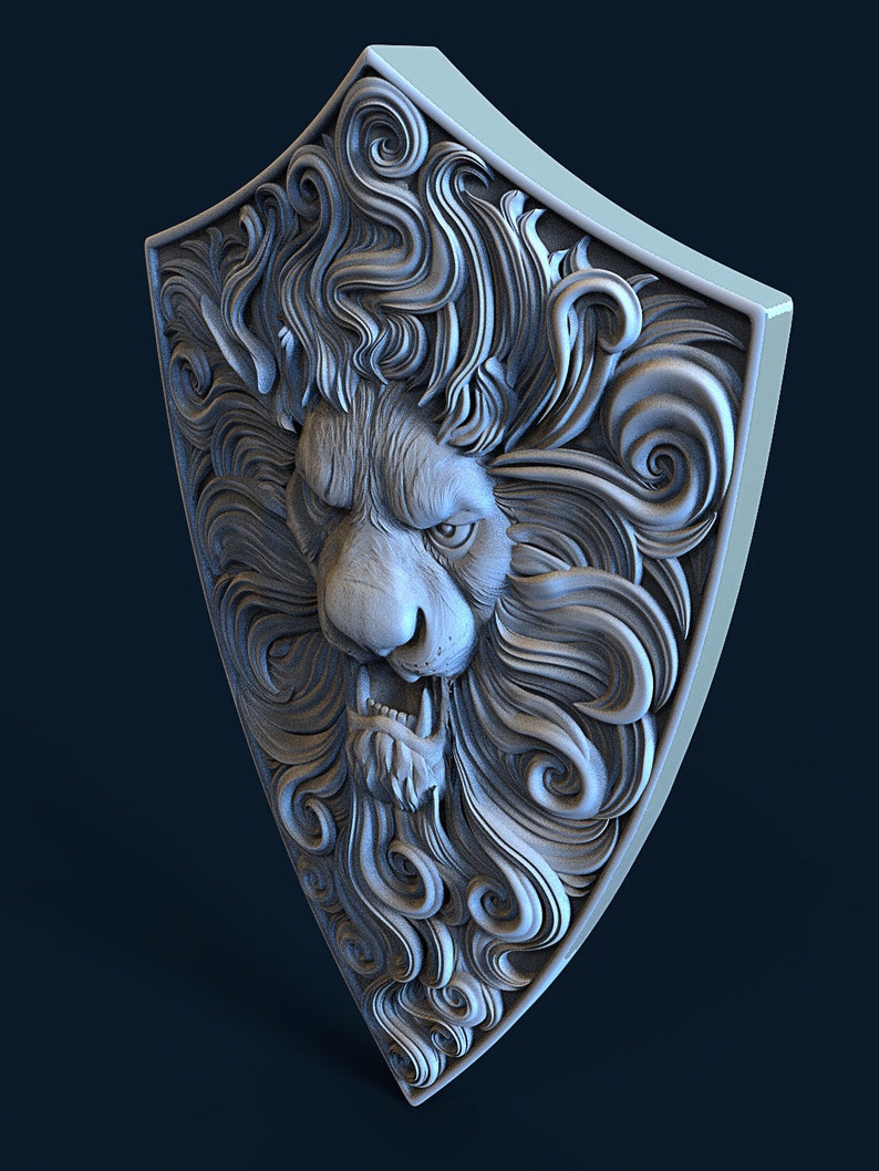 Shield_lion. Souvenir. 3D Model Stl for CNC Machines and 3D Printers ...