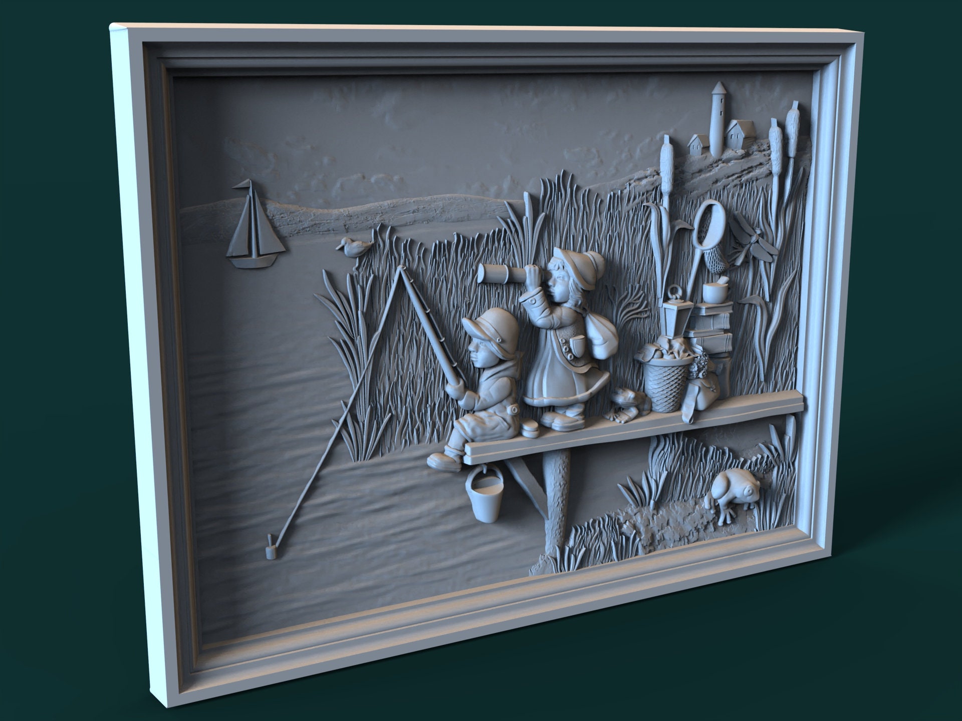 Relaxation by the Lake. 3D STL Model for CNC and 3D Printer - Etsy