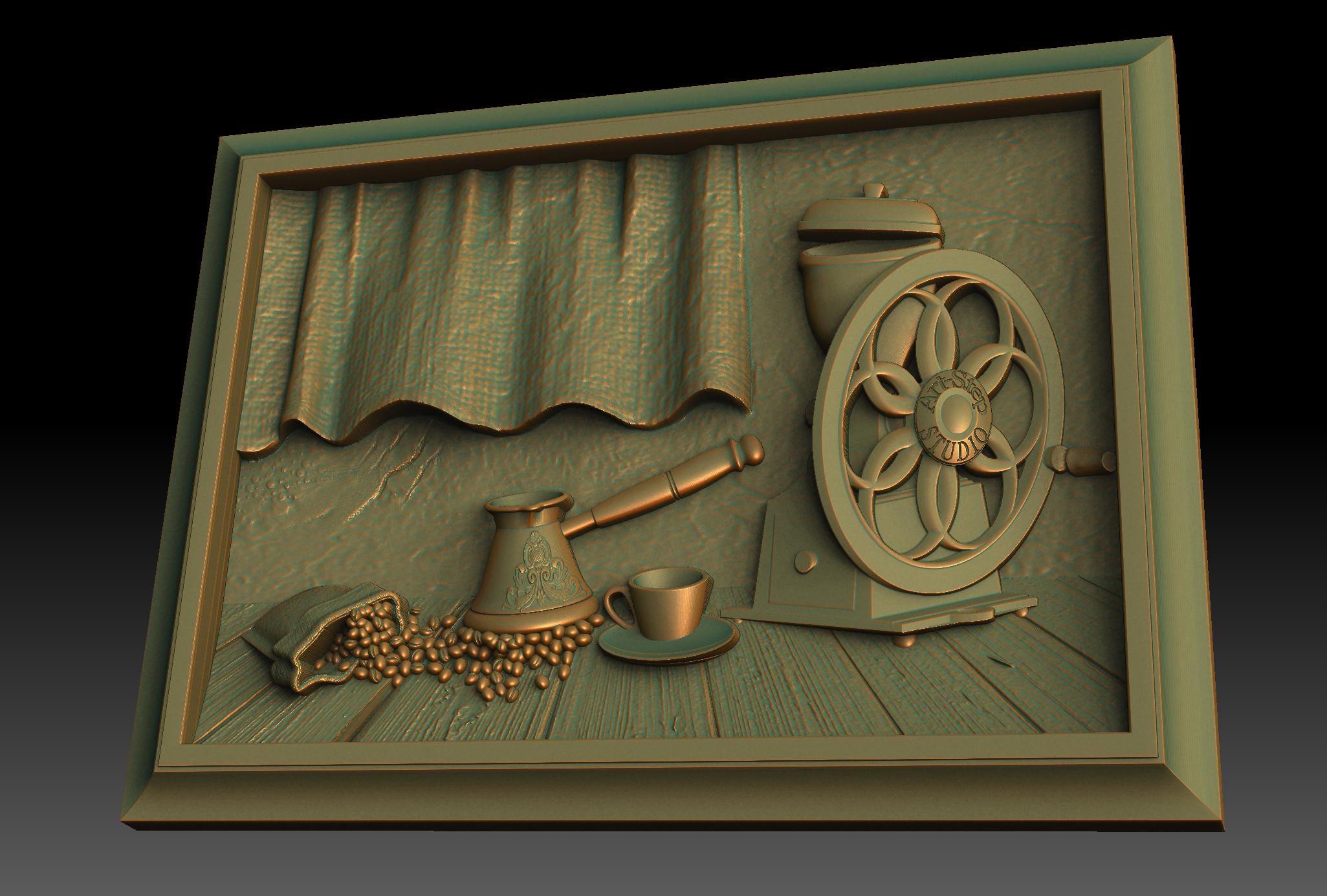 Coffee Motif. 3D Model Stl for CNC Machines and 3D Printers. - Etsy