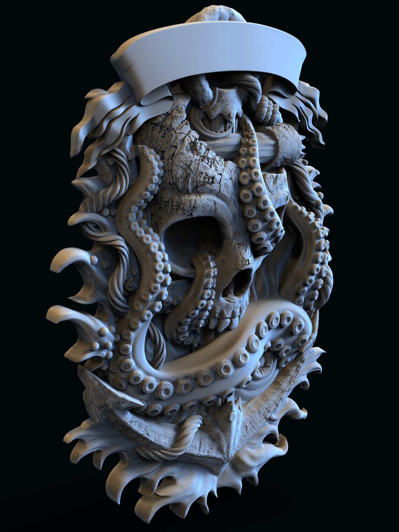 Skull Octopus Anchor. 3D Model Stl for CNC Machines and 3D Printers. - Etsy