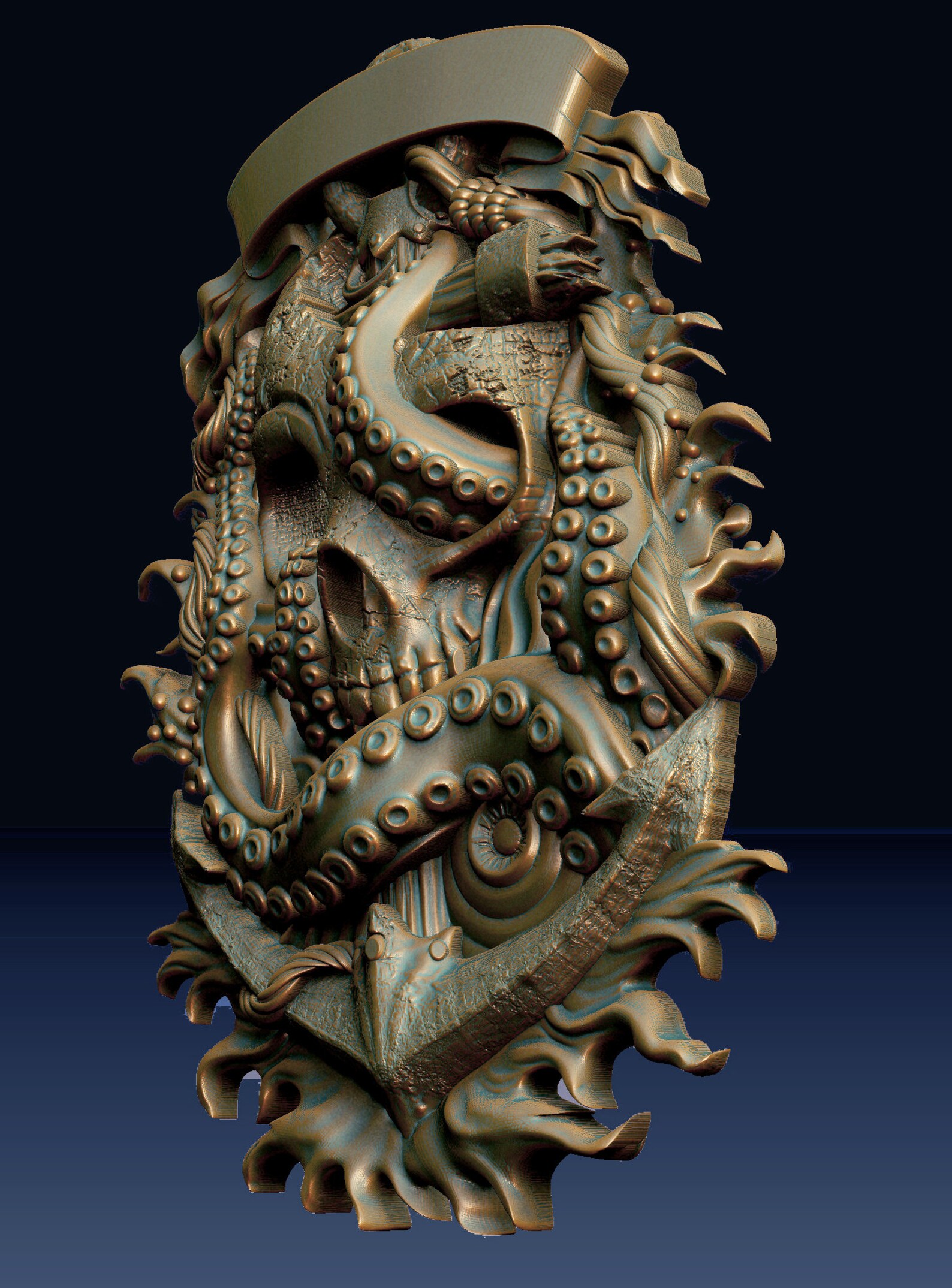 Skull Octopus Anchor. 3D Model Stl for CNC Machines and 3D Printers. - Etsy
