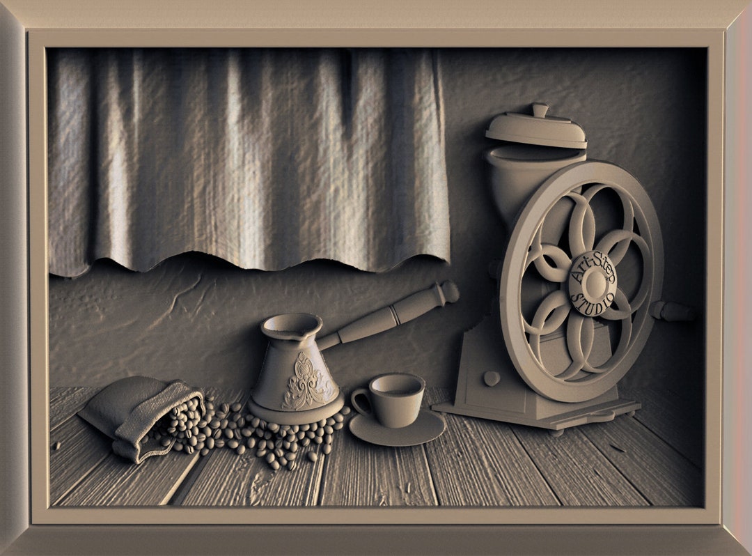 Coffee Motif. 3D Model Stl for CNC Machines and 3D Printers. - Etsy