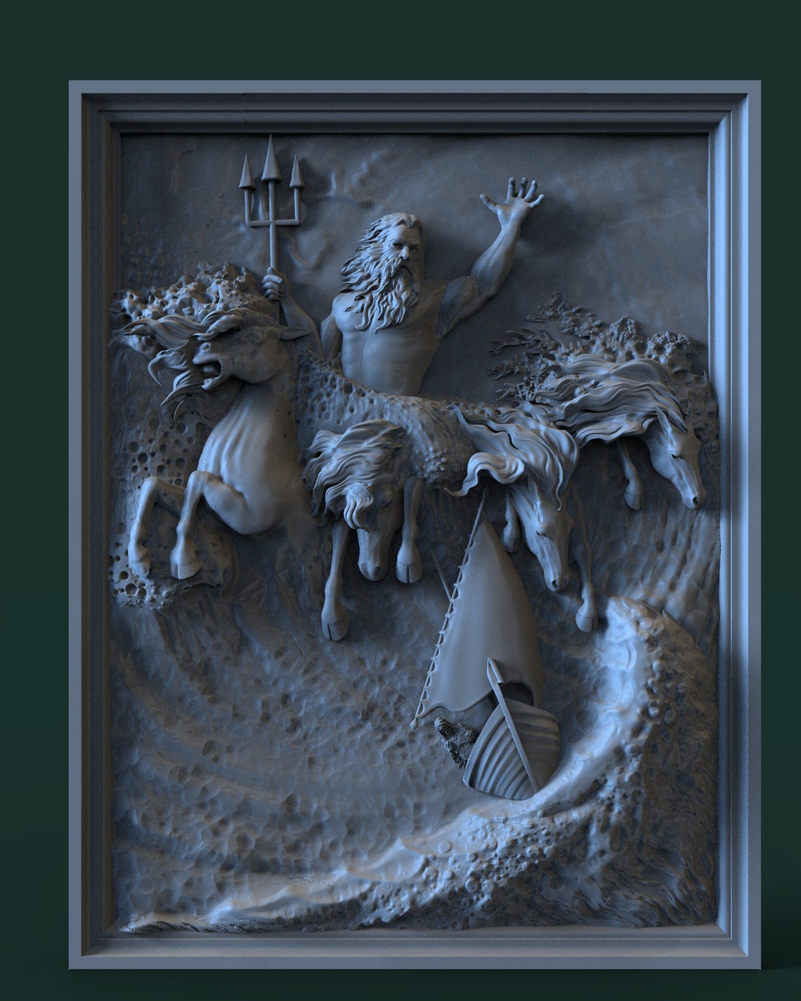 Neptune poseidon in Anger. 3D Model Stl for CNC Machines and 3D ...