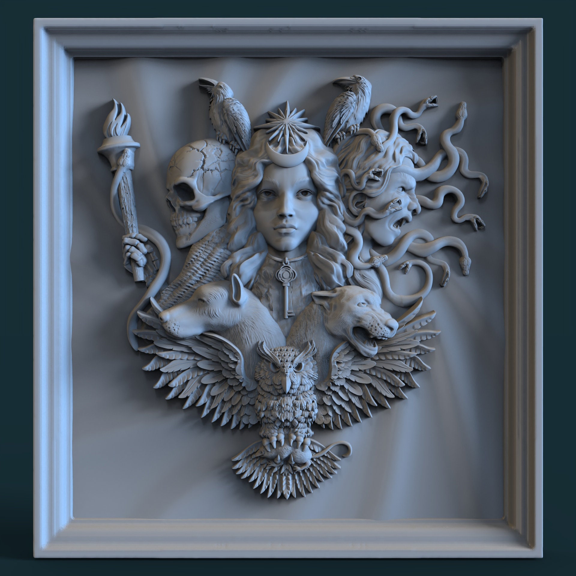 Three-faced Goddess Hekate. 3D STL Model for Milling and Printing - Etsy