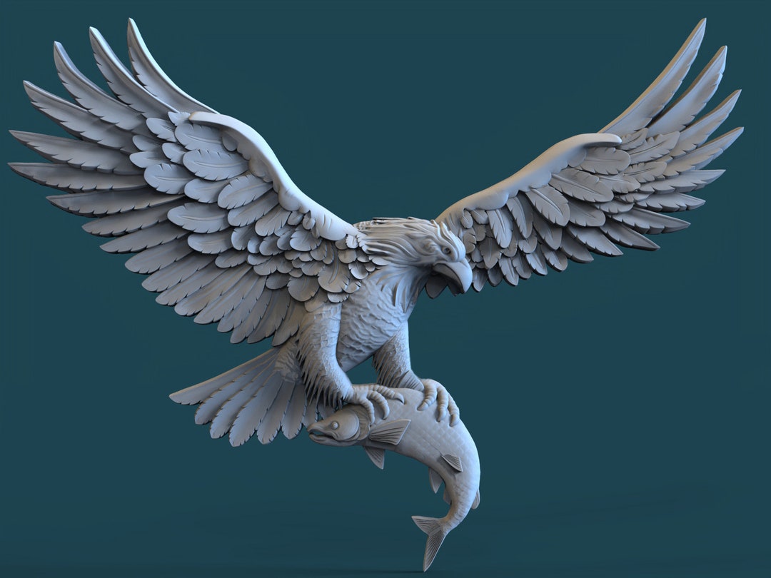 Eagle With Fish. 3D STL Model for CNC and 3D Printers - Etsy