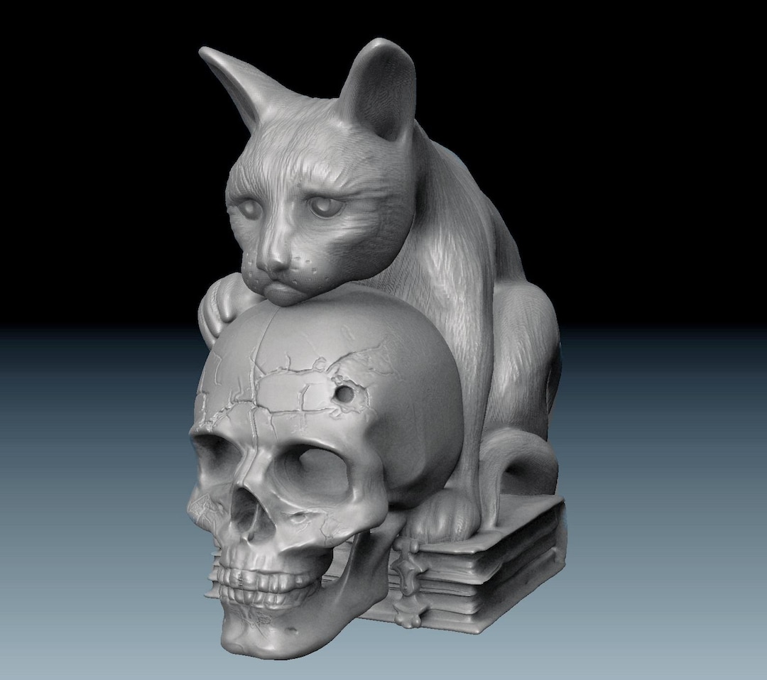 Skull and Cat. 3D STL Model for Milling and Printing - Etsy