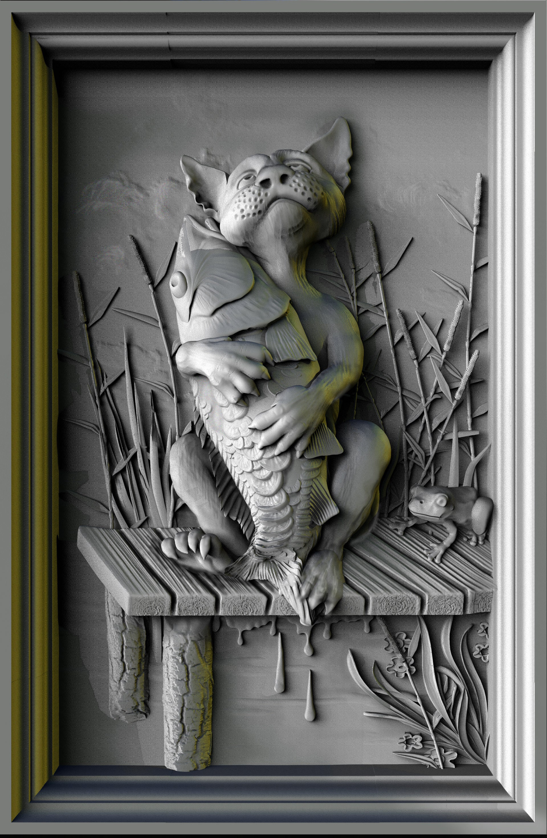 Cat and Fish. 3D Model Stl for CNC Machines and 3D Printers. - Etsy