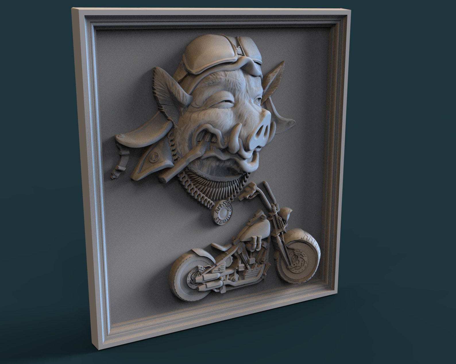 Hog Biker. 3D Model Stl for CNC Machines and 3D Printers. - Etsy