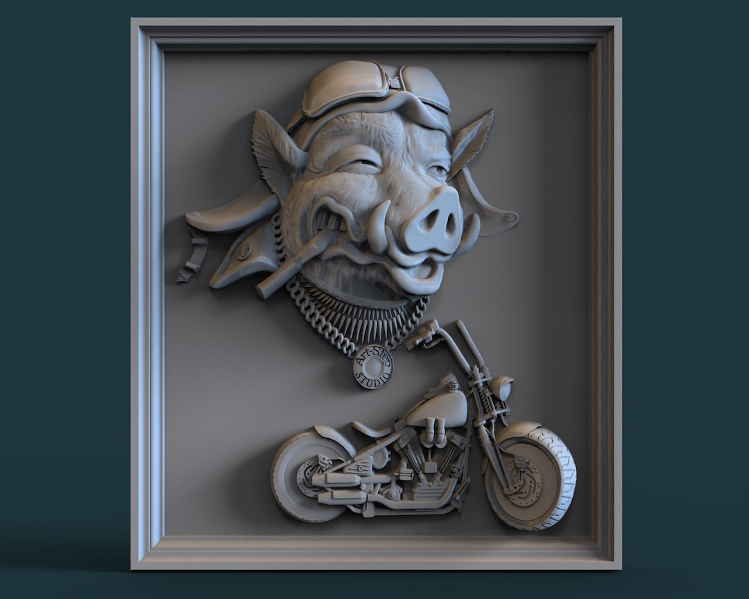 Hog Biker. 3D Model Stl for CNC Machines and 3D Printers. - Etsy