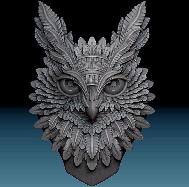 Owl Head. STL Model for CNC and for Printing - Etsy