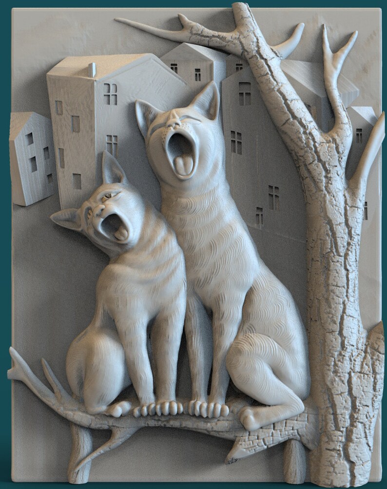 Wedding of Cats. 3D Model Stl for CNC Machines and 3D - Etsy