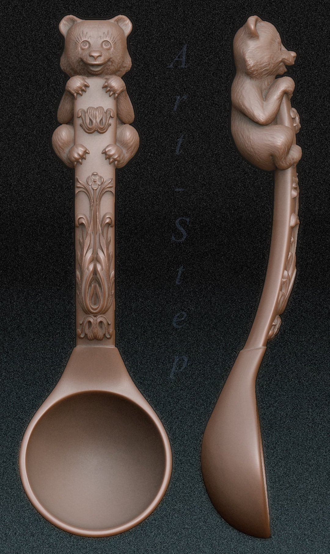 Teddy Bear on a Spoon. 3D STL Model for Milling and Printing - Etsy