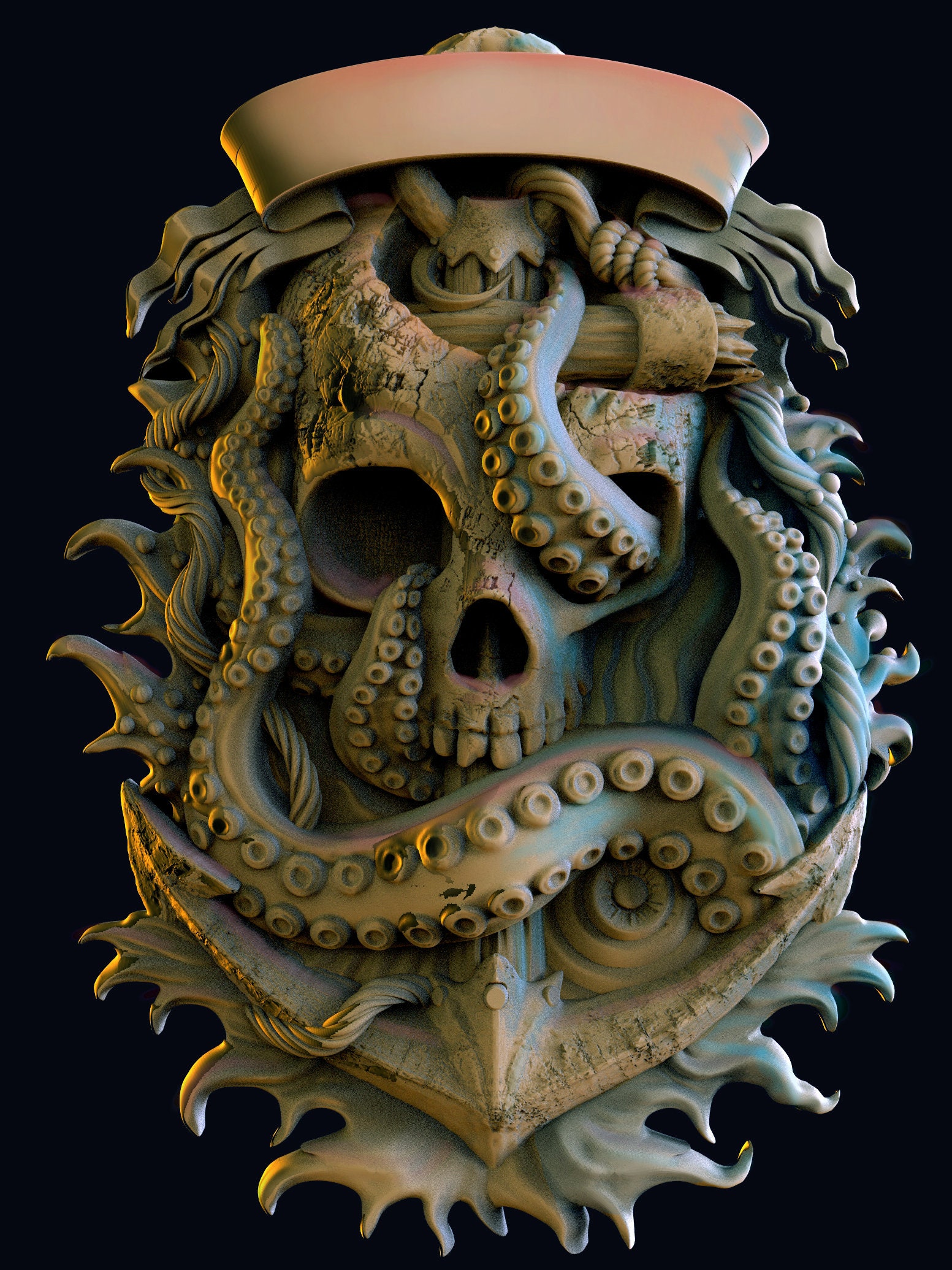 Skull Octopus Anchor. 3D Model Stl for CNC Machines and 3D Printers. - Etsy