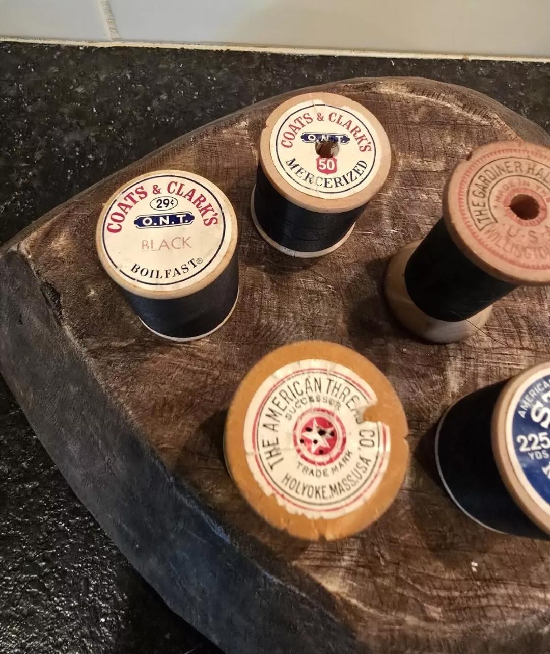 Vintage Wooden Thread Spools With Thread Set of 5 - Etsy