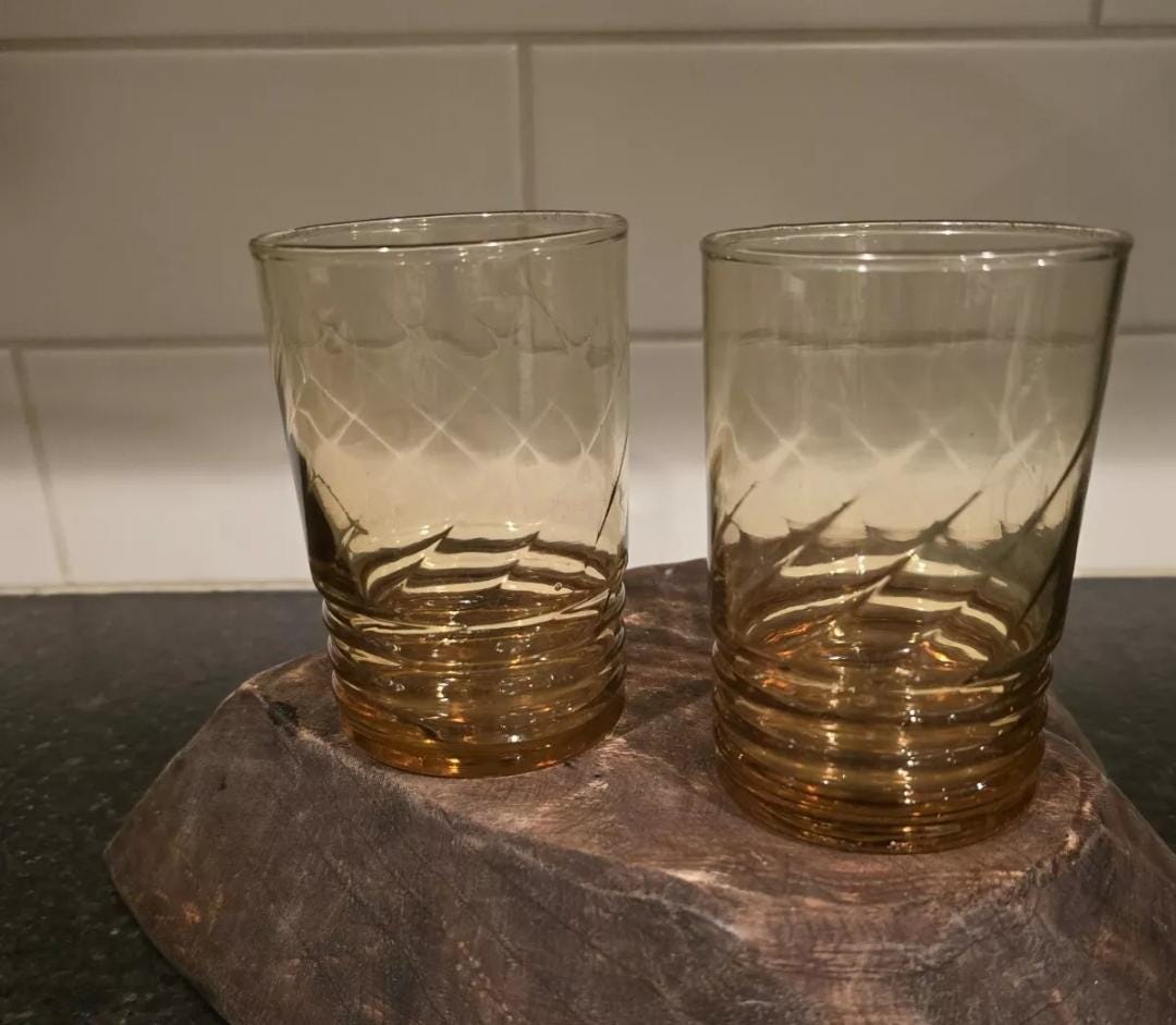Libbey Amber Swirl Glasses Juice Tumblers Set of 2 - Etsy