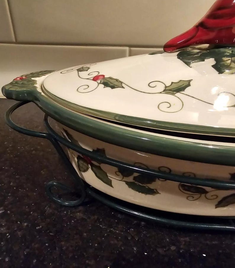 Temp-tations by Tara Ovenware Cardinal 2 Quart Covered Casserole Dish With Stand - Etsy