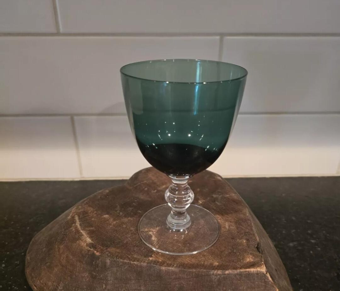 Tiffin-franciscan Killarney Green Glass Clear Stem Wine Glass - Etsy