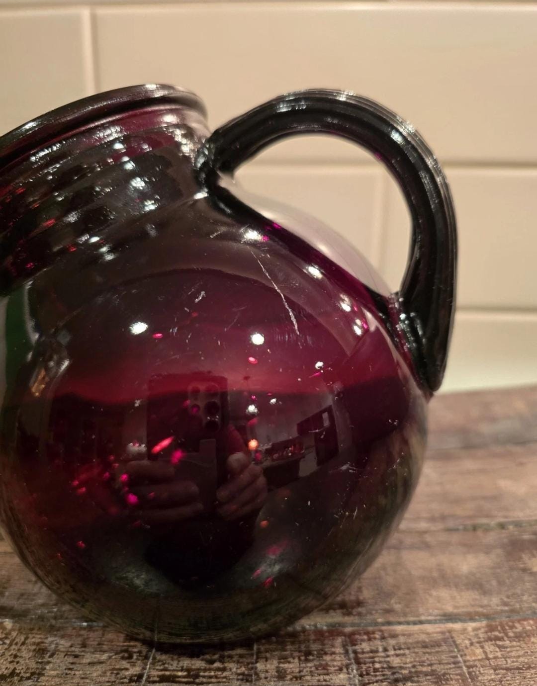 Vintage Anchor Hocking Ruby Red Handled Glass Ball Pitcher - Etsy